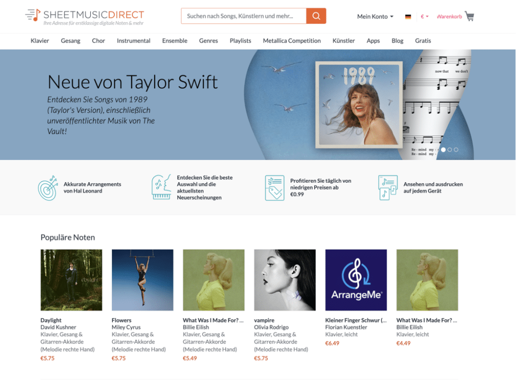 Sheet Music Direct: Die beste Notenseite der Welt?